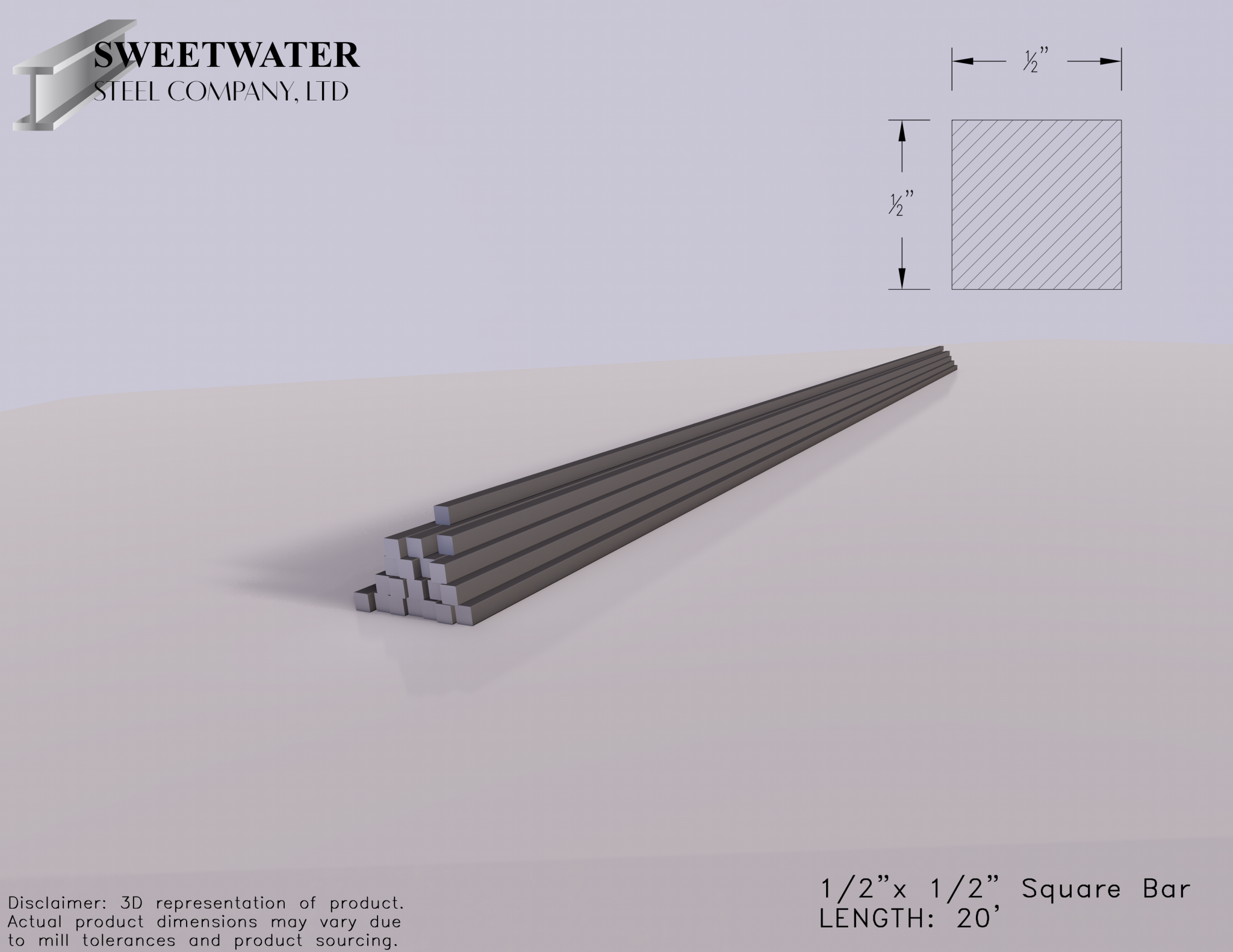 1/2" Square Bar - Sweetwater