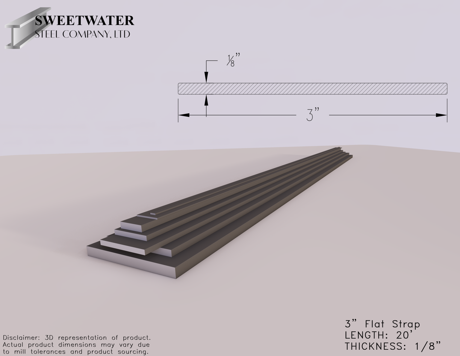 3" Flat Strap - Sweetwater