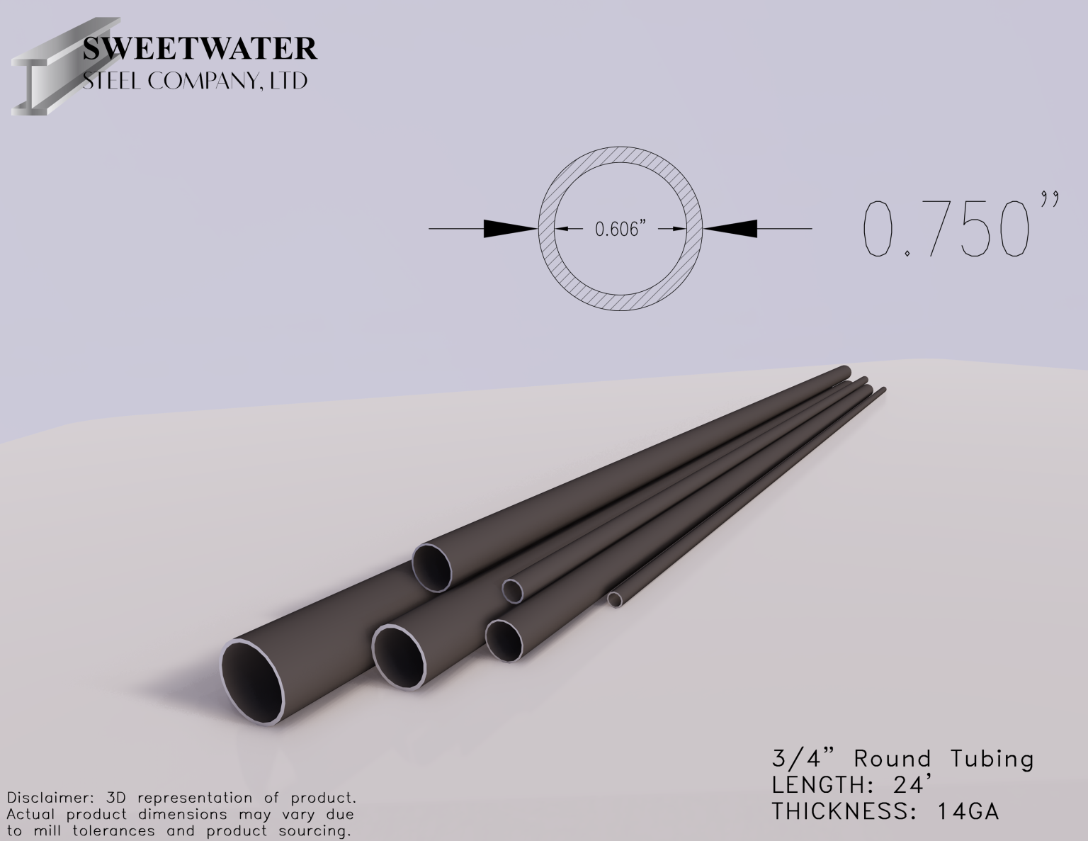 3/4" OD Round Tubing - Sweetwater