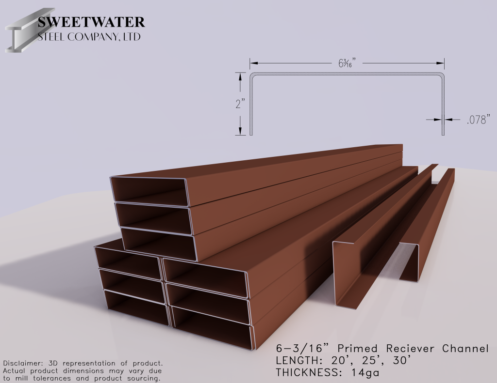 6-3/16" x 2" x 14ga Reciever Channel - Sweetwater