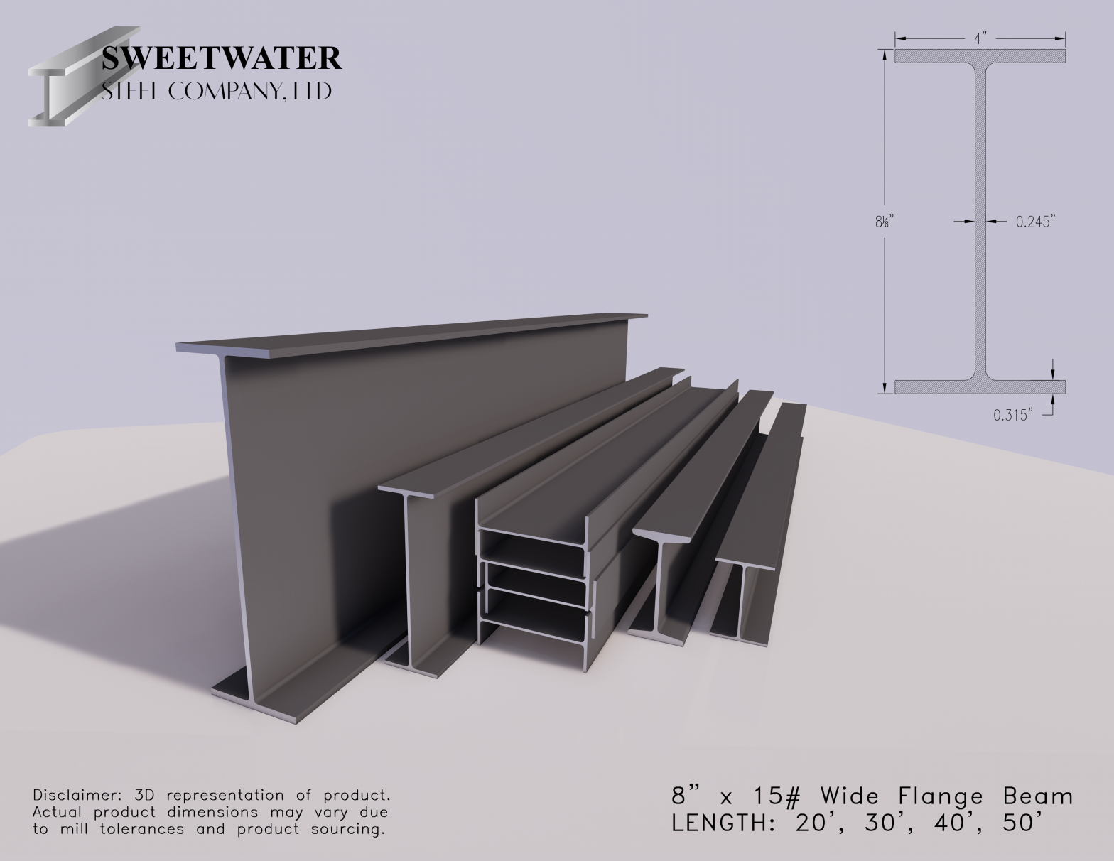 8" x 15# Wide Flange Beam - Sweetwater